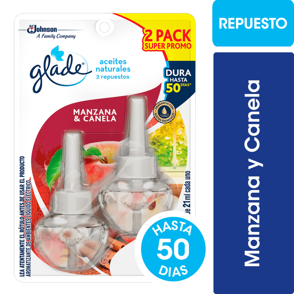 GLADE ACEITE NATURAL MANZANA CANELA RECARGA 21 ML X 2 (6.UNIDADES ...